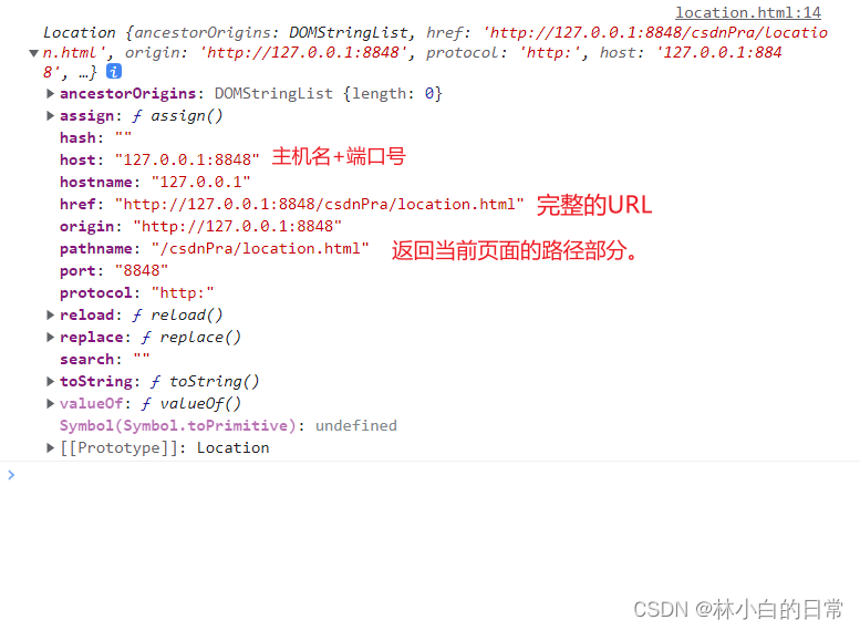前端关于location的方法以属性