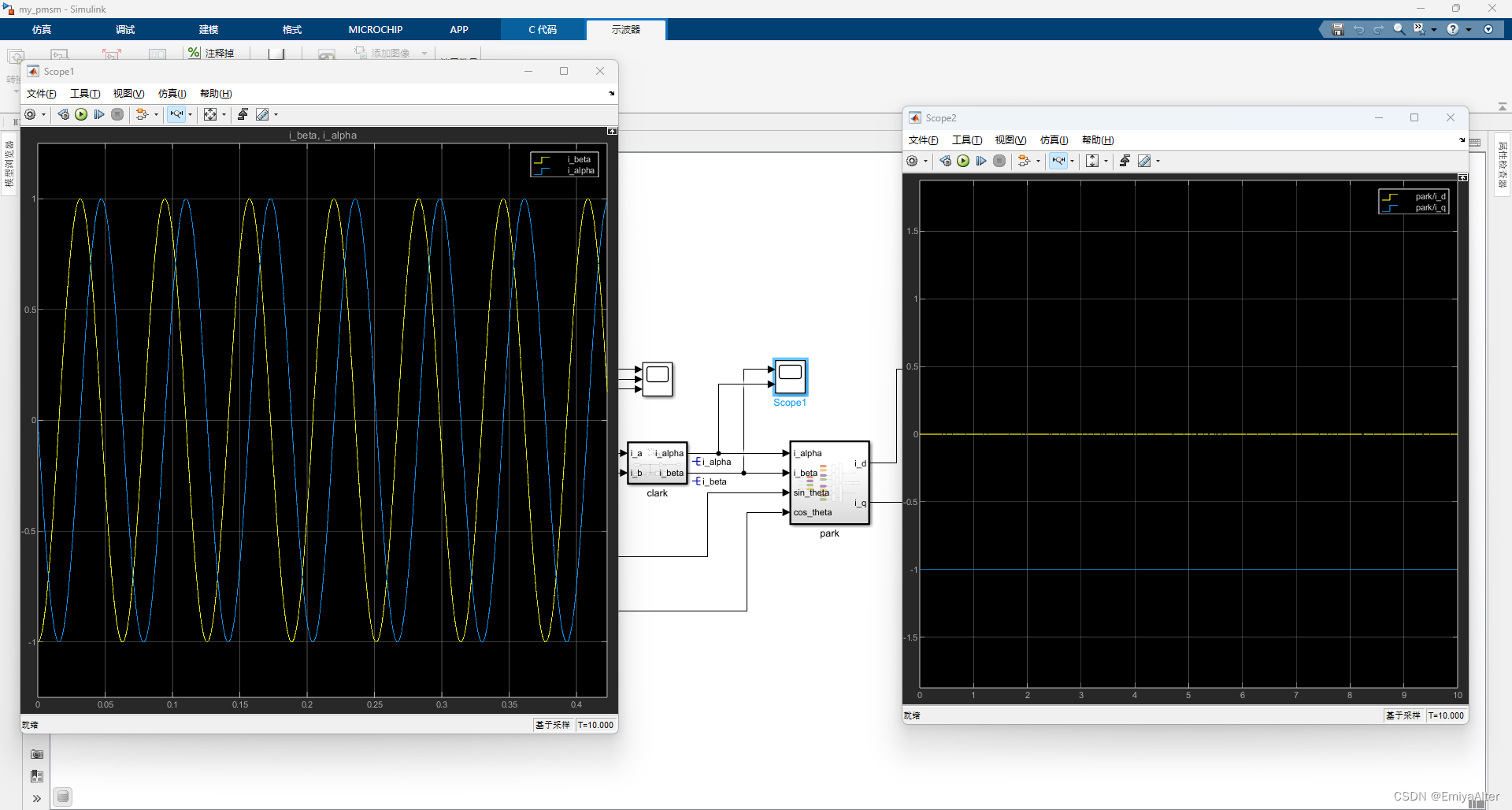 无感FOC之MATLAB仿真笔记002---park，ipark，IClark变换_foc mathlab子系统搭建-CSDN博客