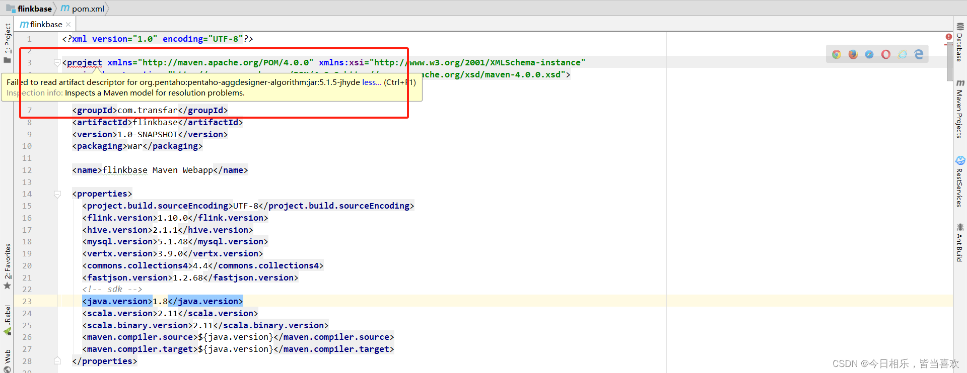 Failed to read artifact descriptor for org.pentaho:pentaho-aggdesigner-algorithm:jar:5.1.5-jhyde ...