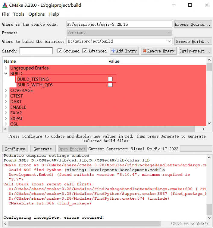 QGIS在Windows下的编译——QGIS3.28.15 + Qt5.15.3 +CMake3.28.0 + VS2022 ---64位版本 ...