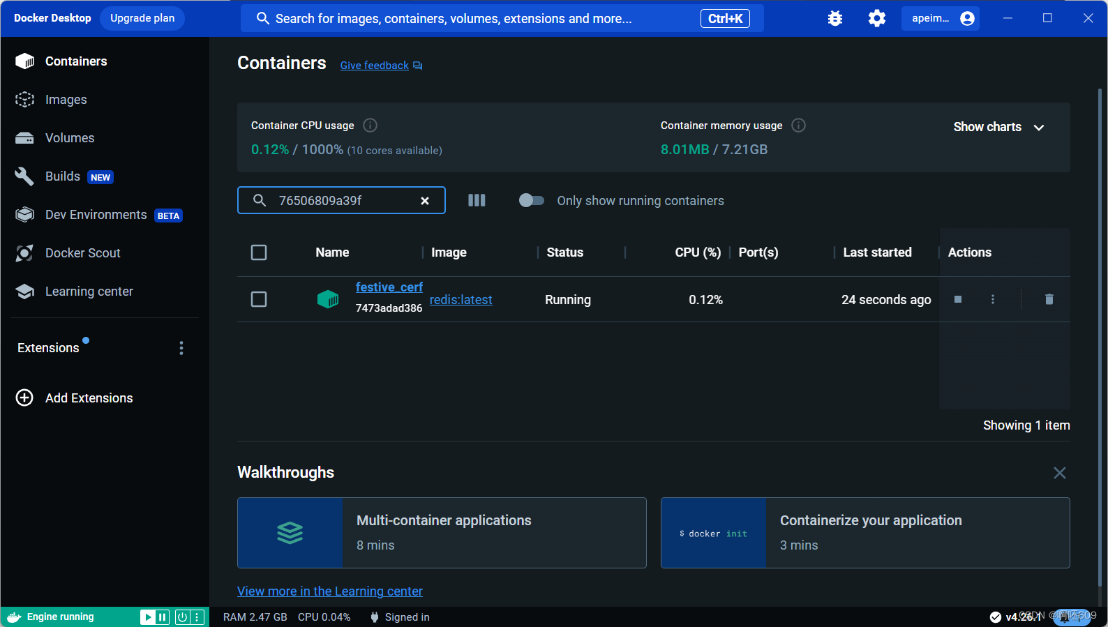 Docker（一）DockerDesktop中Redis下载与安装（win11）_docker desktop redis-CSDN博客