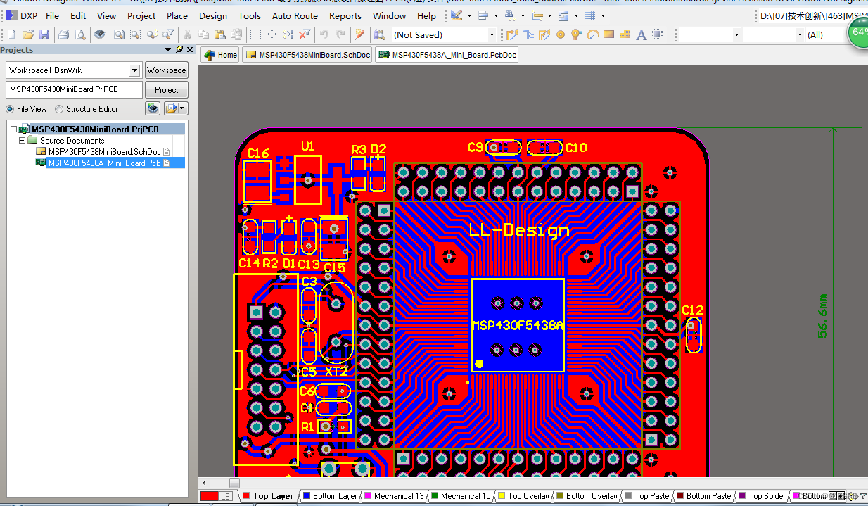 基于msp430f5438单片机 最小系统评估板硬件（原理图pcb）工程文件，ad09设计的工程文件设计题目msp430评估板设计 Csdn博客