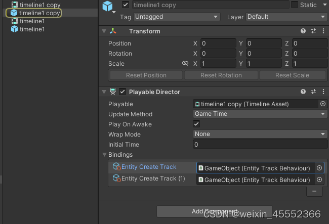 Unity拷贝预制体和Playable资源,并恢复PlayableDirector丢失的Bindings数据_unity复制timeline playable怎么不让它丢失引用?-CSDN博客