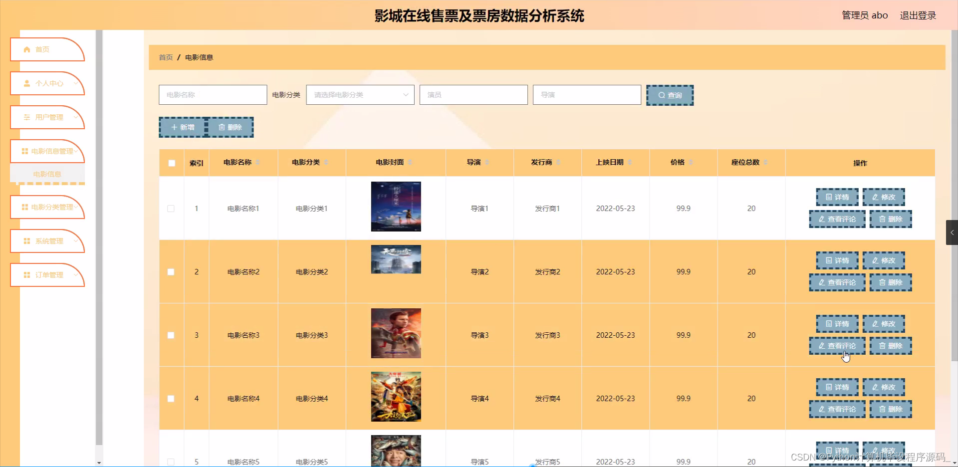 Python计算机毕设【附源码】影城在线售票及票房数据分析系统（djangomysql论文） Csdn博客