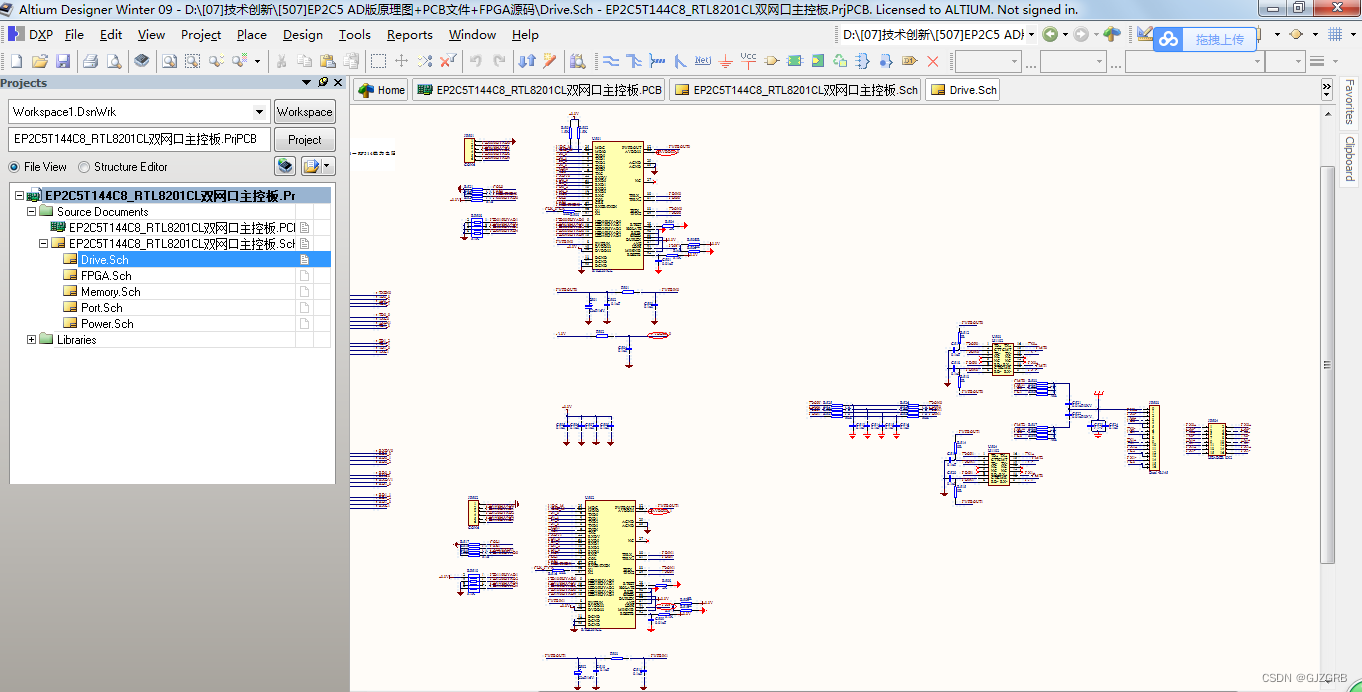 基于EP2C5T144C8+RTL8201CL双网口FPGA主控板AD09设计原理图+PCB文件+FPGA源码设计参考 ...