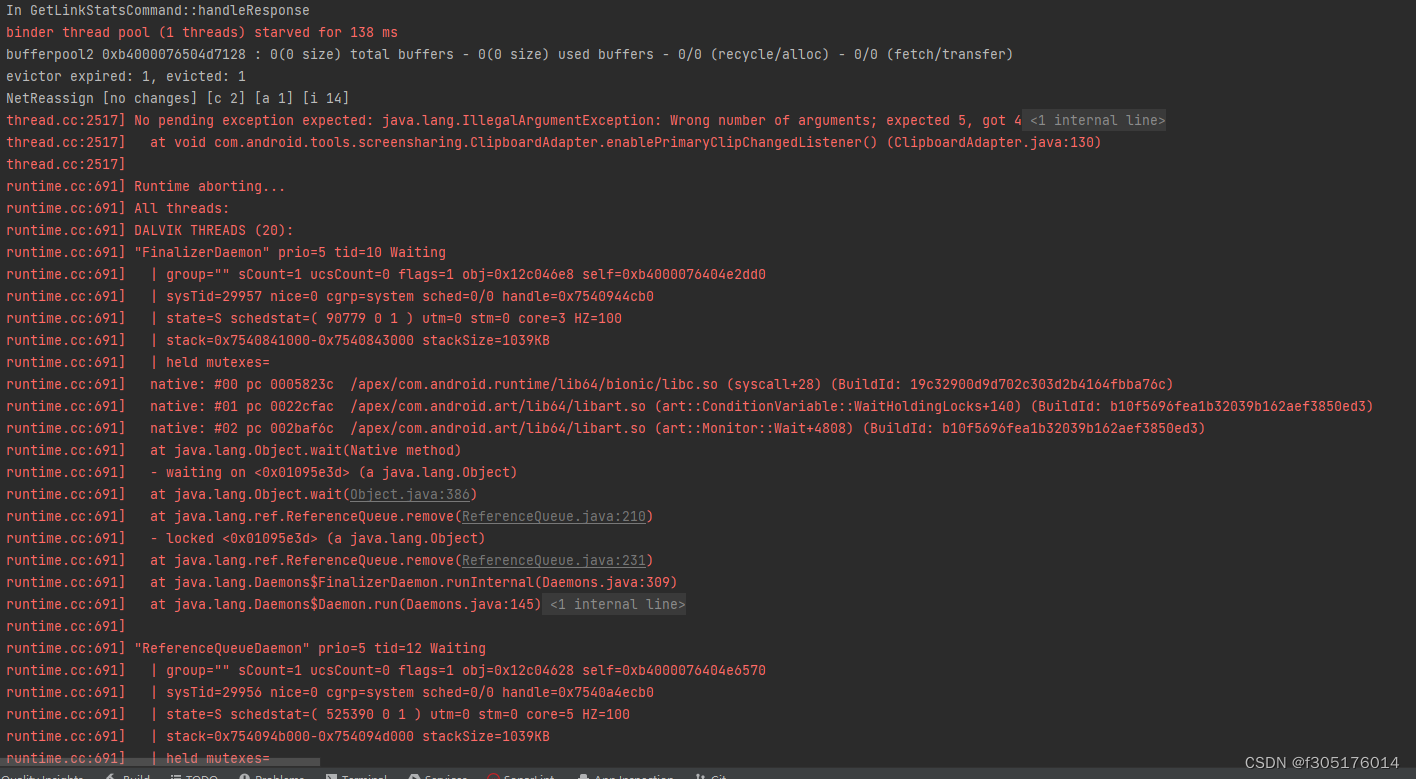 AndroidStudio RunningDevices 点击断开连接 Lost connection to the device. See the error log._android ...