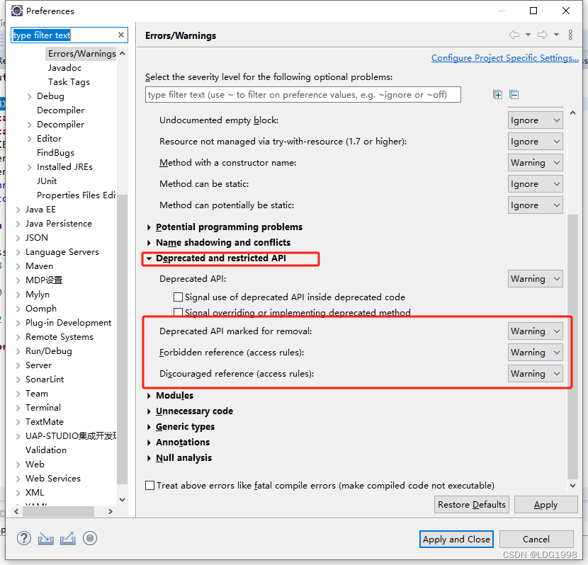 eclipse代码提示：Access restriction: The type ‘xxx‘ is not APl (restriction on required library ...