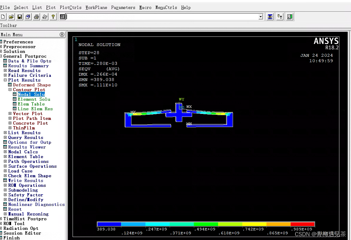 ansys APDL求解之后如何显示局部应力图_apdl查看应力云图-CSDN博客