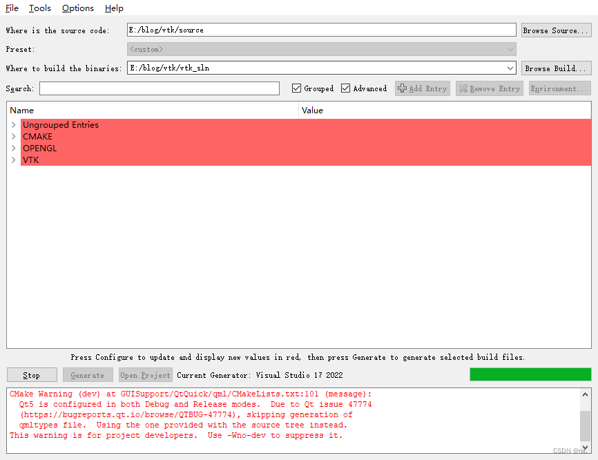 详细图文讲解CMake编译VTK，包含详细的编译环境版本_vtk编译-CSDN博客