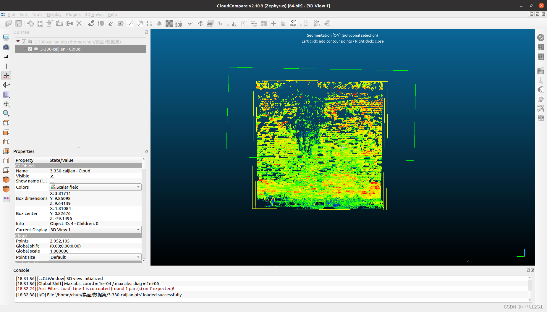 CloudCompare使用，制作点云数据集_cloudcompare 导出带有空间参考系统信息的点云-CSDN博客