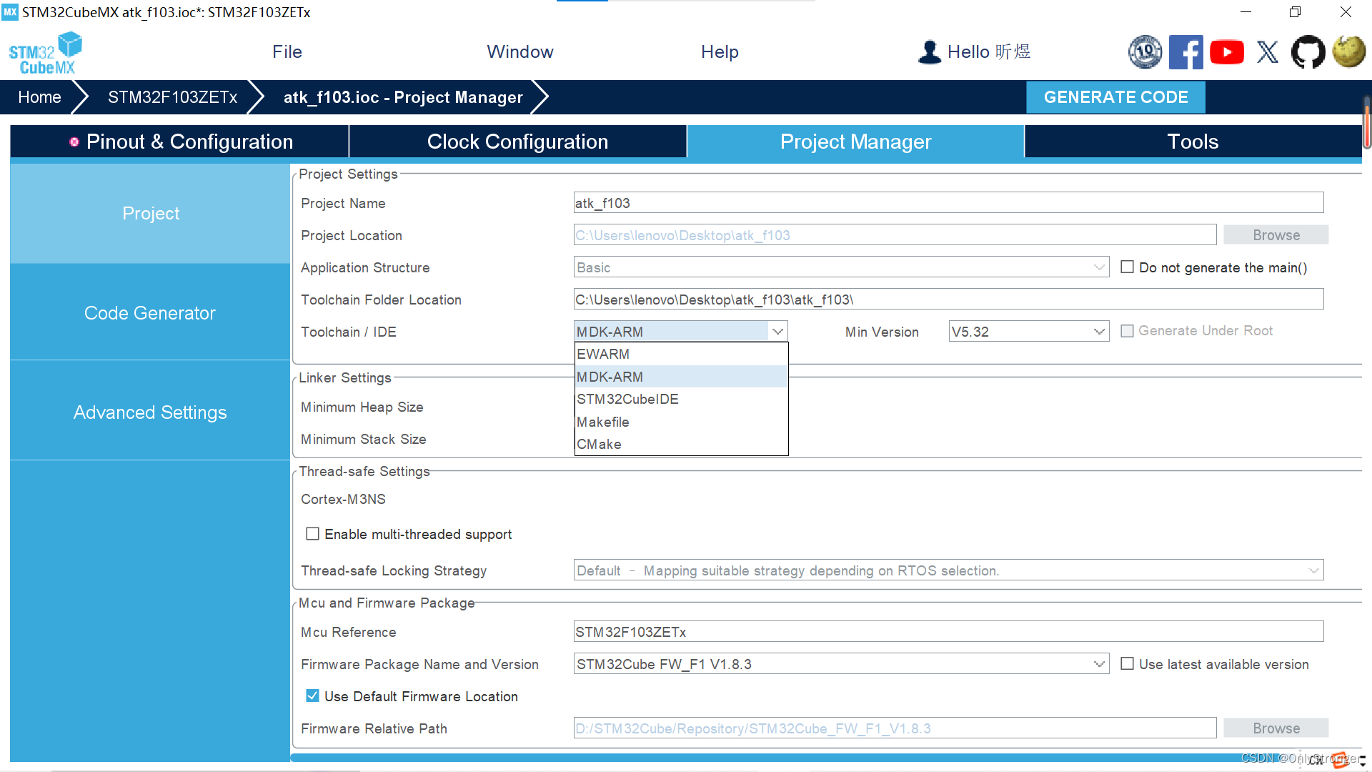 【解决】STM32CubeMX生成的文件没有MDK-ARM文件夹_stm32cubemx生成代码没有mdk-arm文件夹-CSDN博客