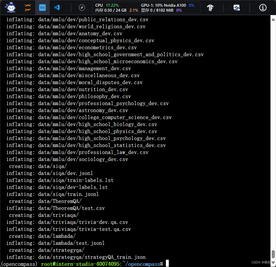 OpenCompass 大模型评测实战（InternLM 实战营第7次作业）_linux跑opencompass-CSDN博客