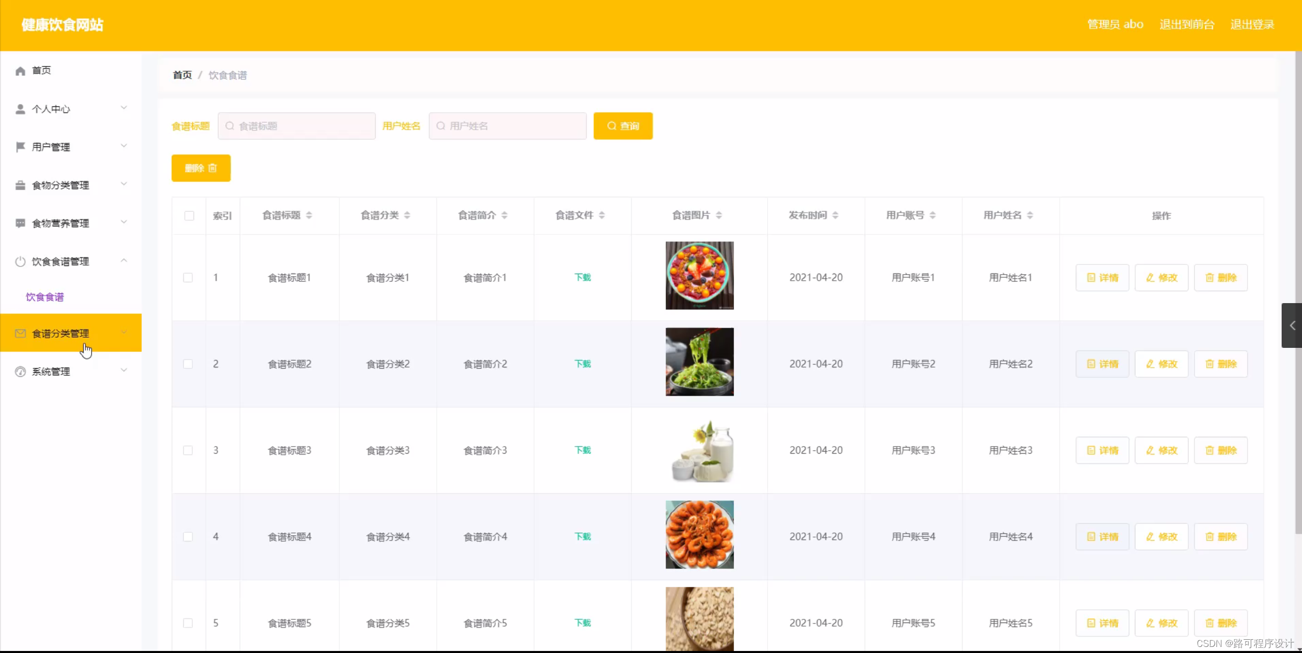 Java健康饮食网站ssm我们开发了一个健康饮食服务平台核心技术采用java语言并整合了ssm框架即spring Csdn博客 0326