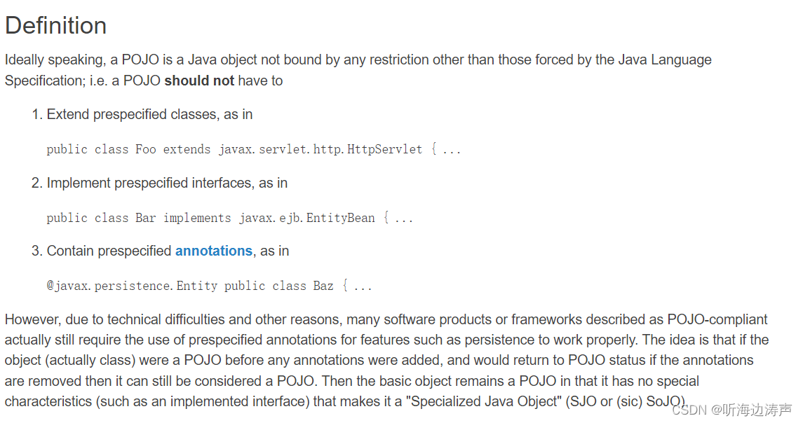 POJO(Plain Old Java Objects)-CSDN博客