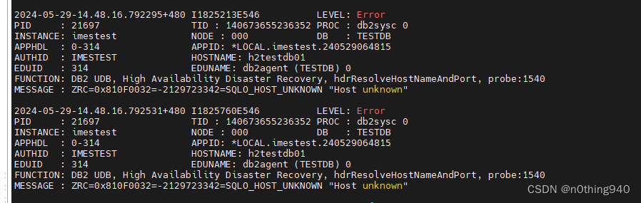 DB2设置HADR启动主库时报错SQL1768N Unable to start HADR. Reason code = “7“.问题解决实例 ...