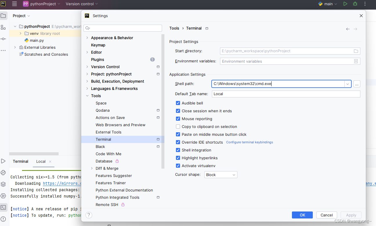 pycharm 更改终端，从PS 更换为cmd_pycharm 设置cmd-CSDN博客