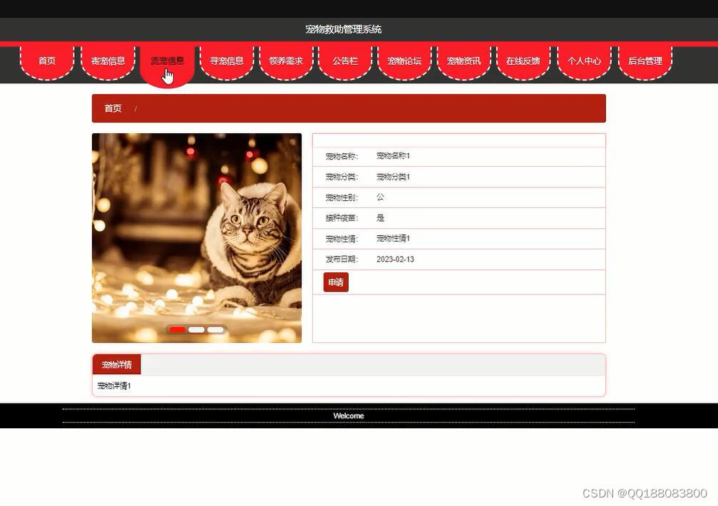 Vue Springboot宠物救助站领养申请管理系统k9sk4 Csdn博客
