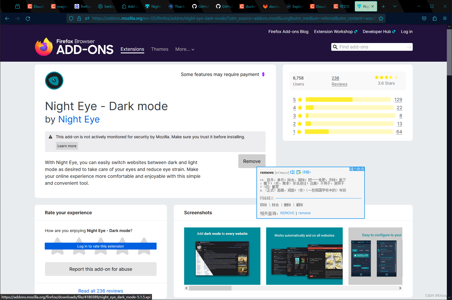 firefox 护眼模式 插件 Night Eye - Dark mode_护眼插件-CSDN博客