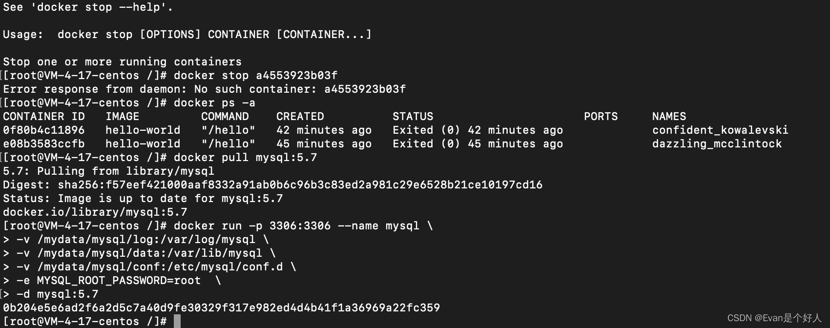 服务器运行mysql的时候出现：error Response From Daemon Container Xxx Is Not Running Error Response From