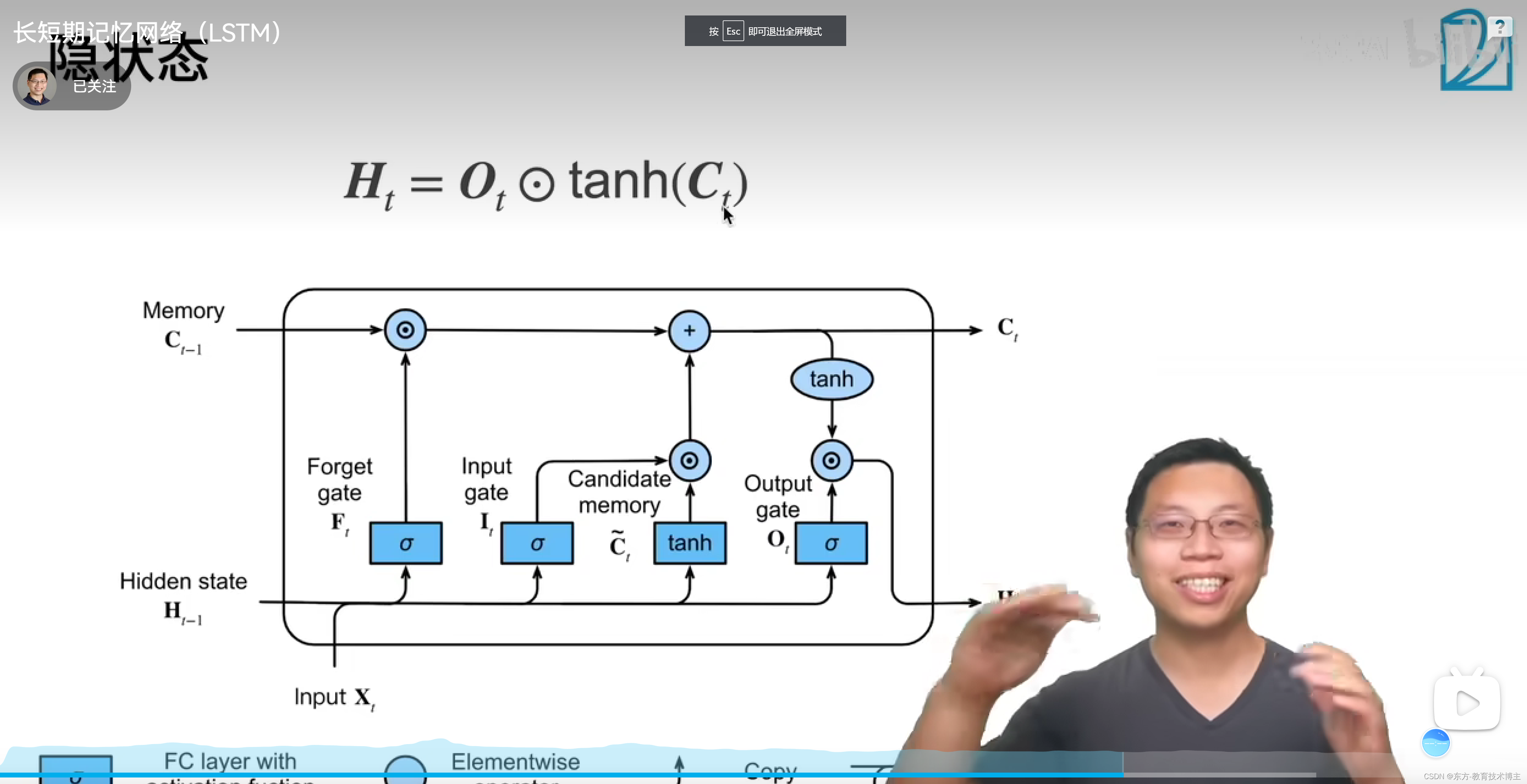 沐神学习笔记——长短期记忆网络(lstm)【动手学深度学习v2】rnn里面c表示 细胞 Csdn博客