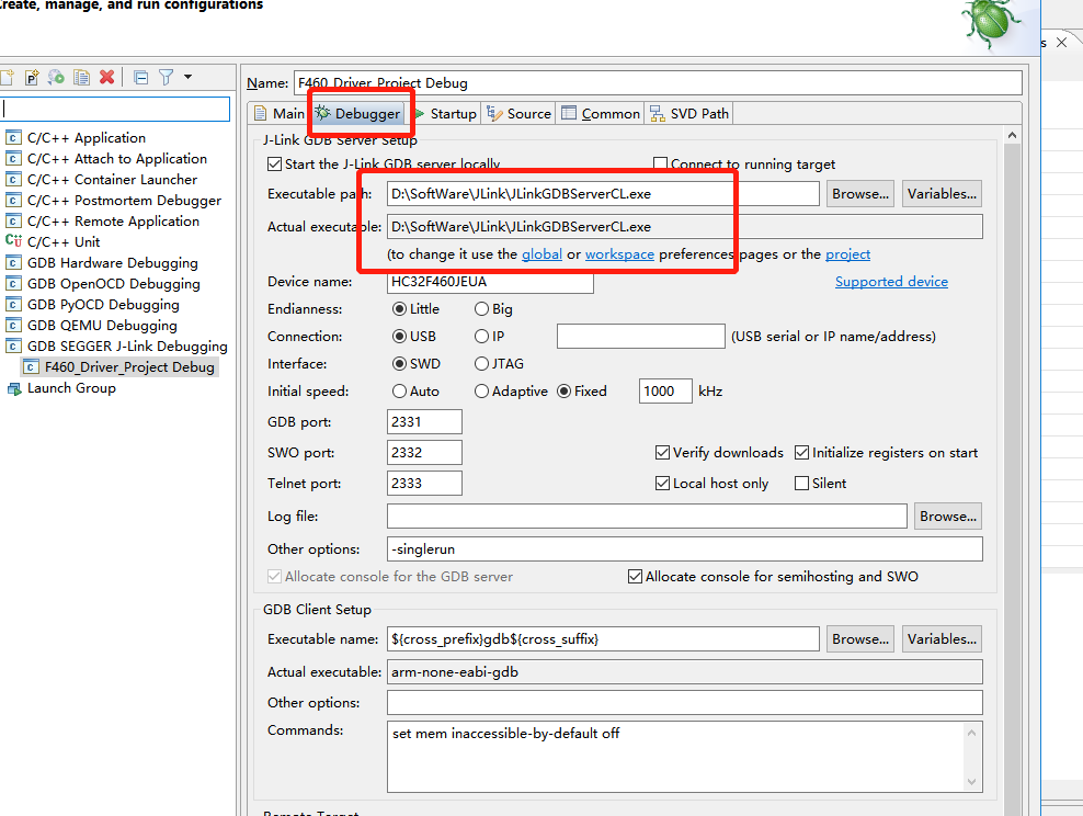 【eclipse jlink开发环境搭建】_failed to launch jlink gdb server: error: spawn jl-CSDN博客