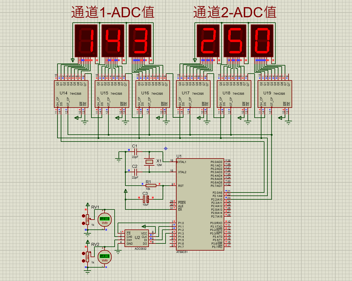 01、基于ADC0832和51单片机双通道ADC的Proteus仿真_protues adc0832 仿真时两路通道无法做到同时测量有问题-CSDN博客