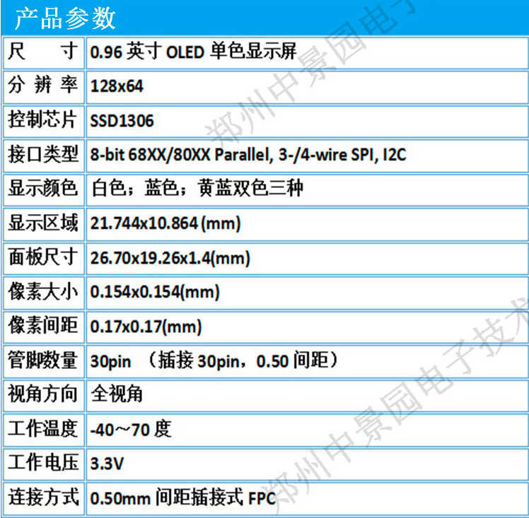 0.96 -inch IIC interface SSD1306 and SSD1315 driver OLED12864 screen ...