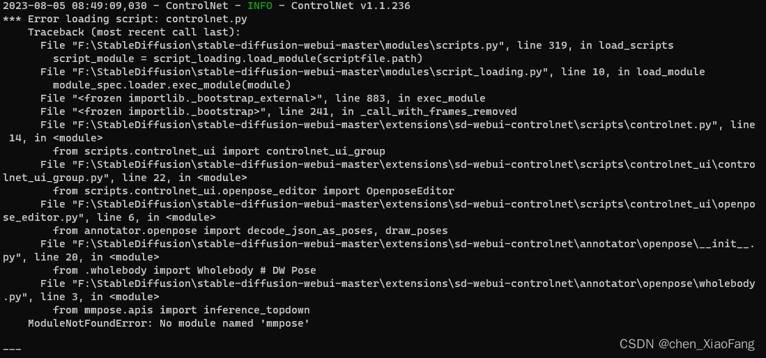 Stable Diffusion ControlNet 报 No module named ‘mmpose‘ Stable Diffusion ControlNet不显示-CSDN博客