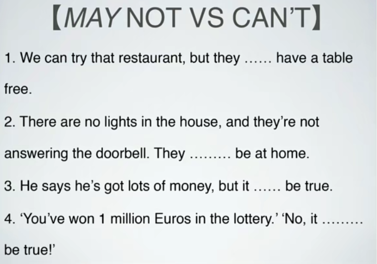 【情态动词练习题】may not 和 can‘t / might 的区别_might题目-CSDN博客