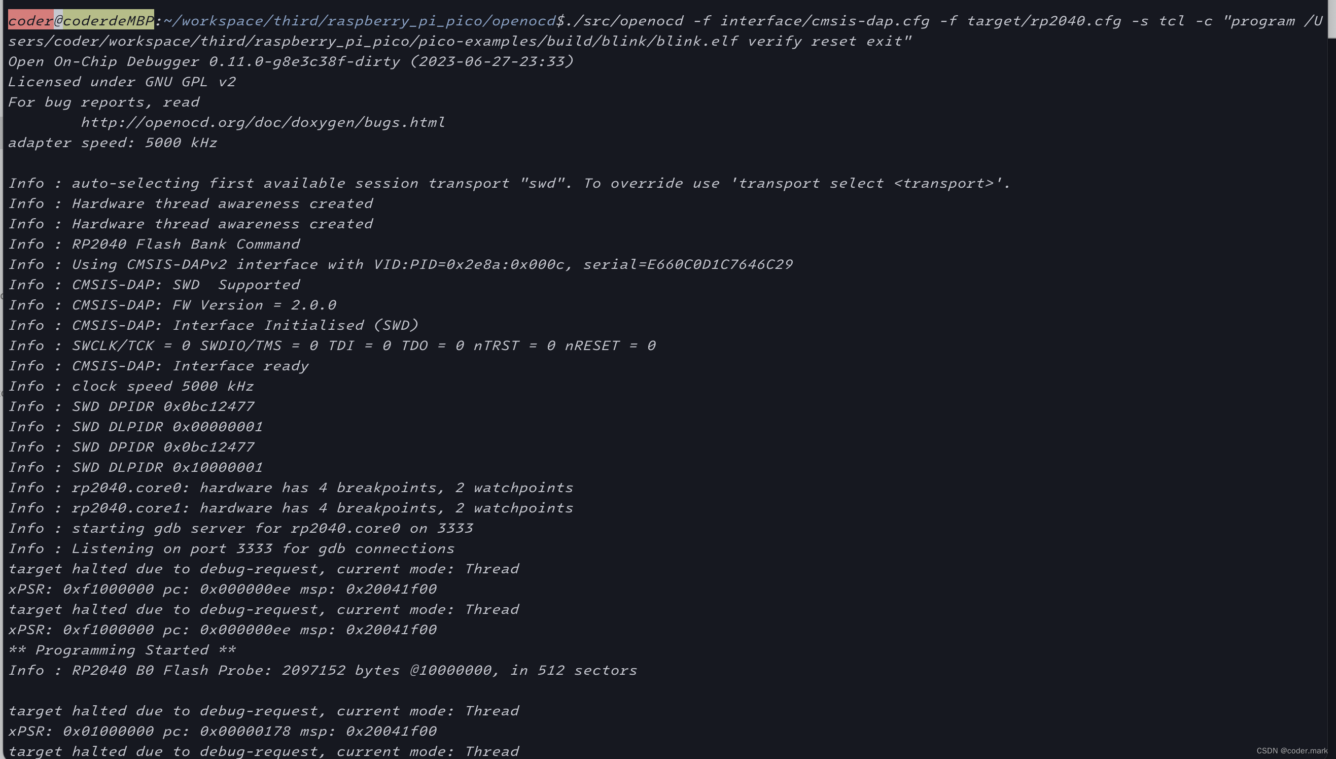Raspberry-Pi-PICO系列--第十篇 高级篇 Mac系统下使用命令行进行开发调试以及使用Visual Code开发调试_pi pico debug vscode-CSDN博客
