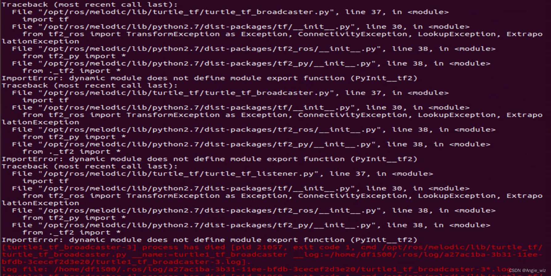 运行ROS turtle_tf_demo.launch只出现一个小海龟并报错_小海龟跟随实验报错-CSDN博客