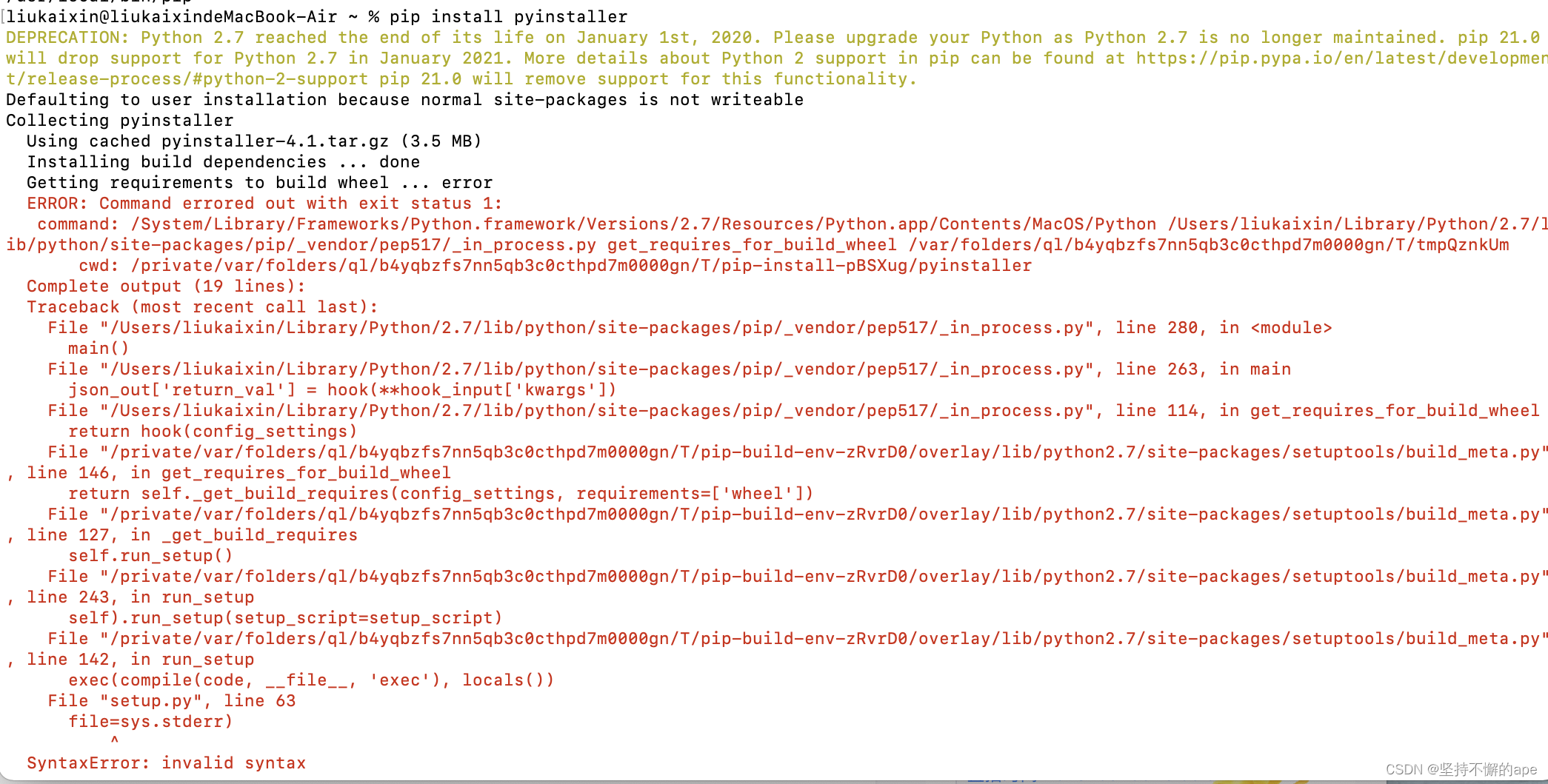 关于在macOS系统下载pyinstaller遇到的问题_zsh: command not found: pyinstaller-CSDN博客