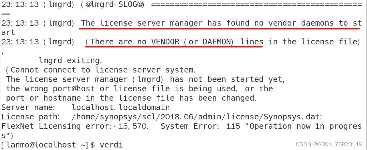 记录Centos7下安装VCS+Verdi出现的license问题 ERROR： no vendor daemons_verdi license-CSDN博客