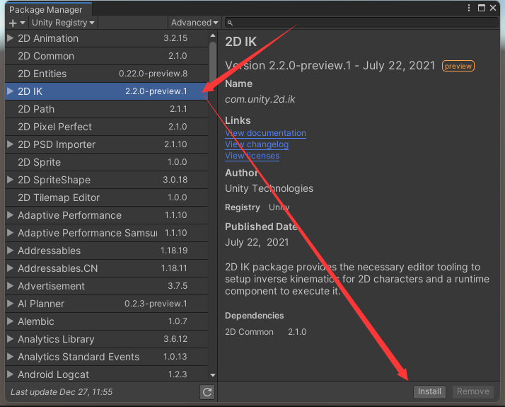 Unity 2D Animation 以及 2D IK控制_unity下载2danimation-CSDN博客