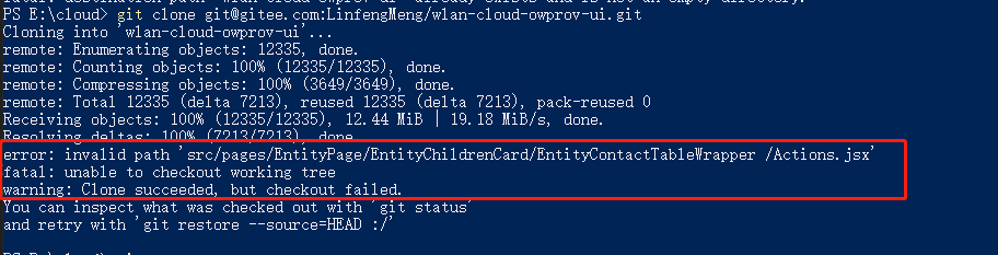 Windows下“fatal Unable To Checkout Working Tree Warning Clone Succeeded But Checkout Failed