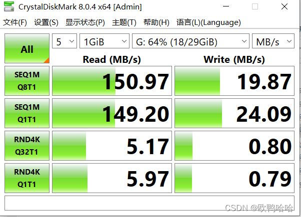 U盘速度【CrystalDiskMark】