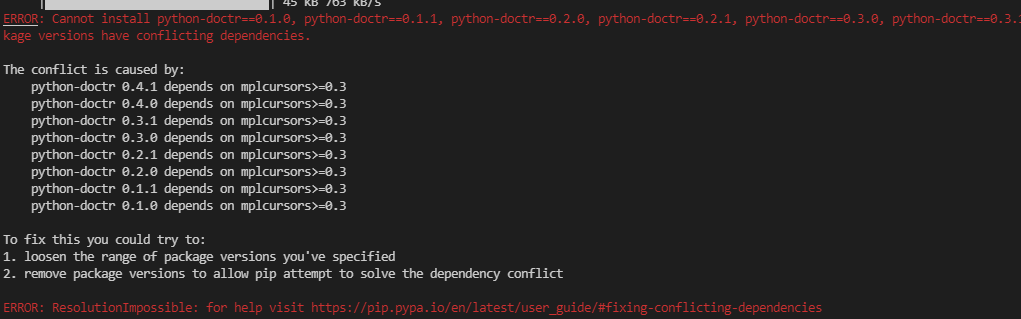 Error-安装doctr_安装mplcursors-CSDN博客