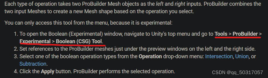 使用unity的Probulider插件时发现没有文档描述的Boolean选项_unitybuilder bool-CSDN博客
