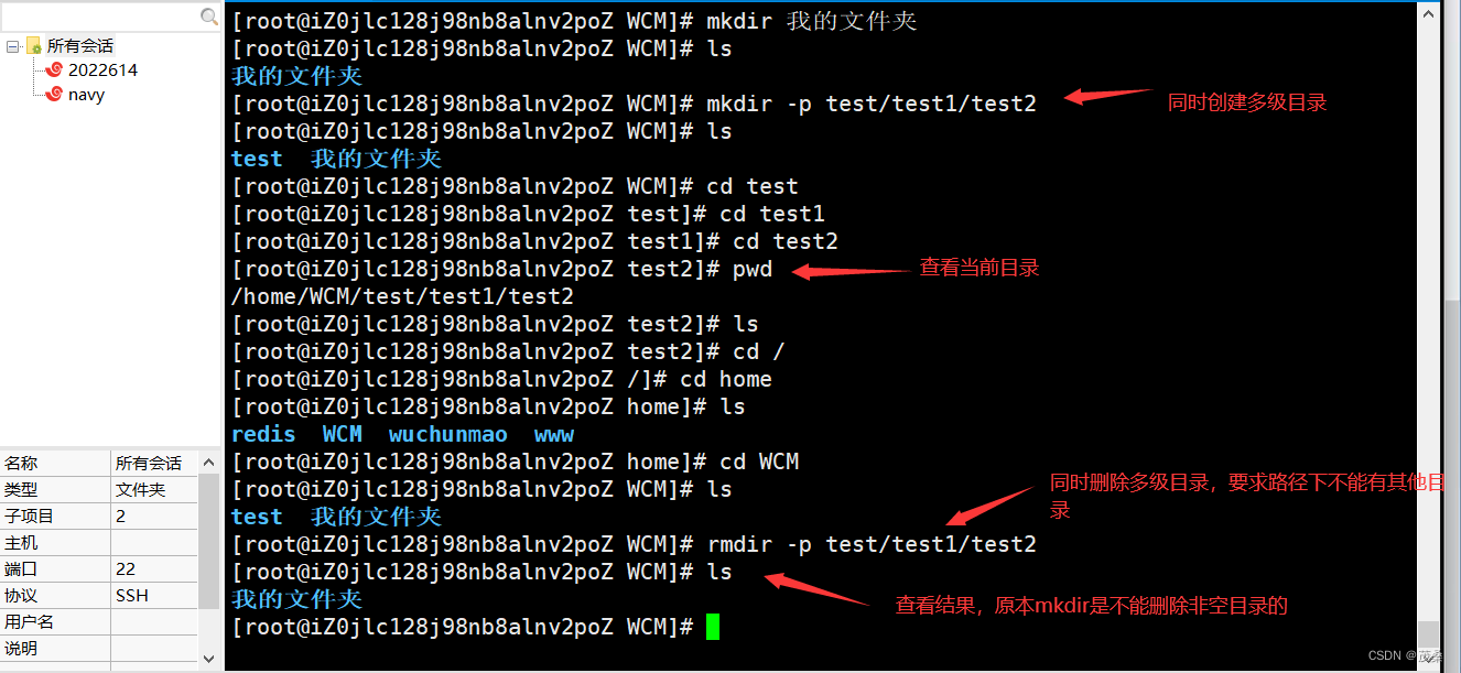 Linux学习三：常用命令-目录管理（cd、ls、mkdir、rmdir、rm、cp、mv）_掌握linux基本命令目录管理命令是什么-CSDN博客