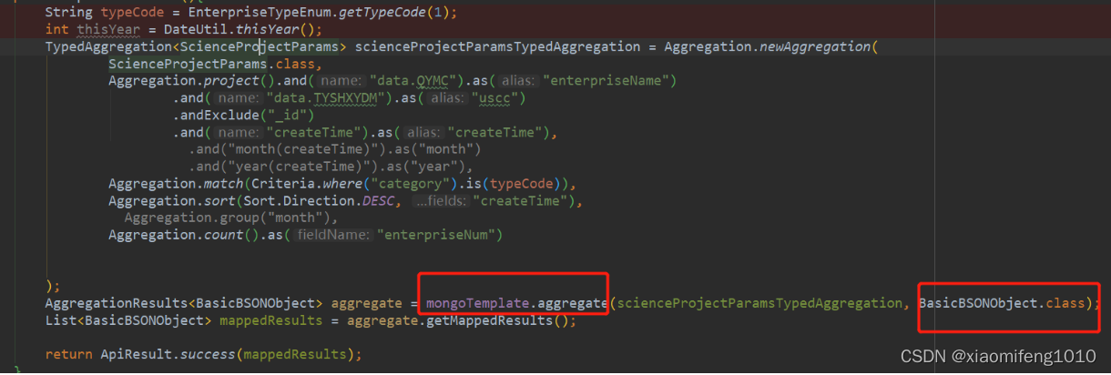 MongoTemplate实现mongodb聚合管道查询_xiaomifeng1010的博客-CSDN博客