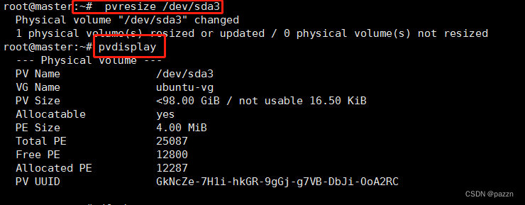 VM虚拟机Ubuntu 22.04 LVM磁盘扩容报错：GPT PMBR size mismatch (104857599 != 209715199) will be corrected by ...