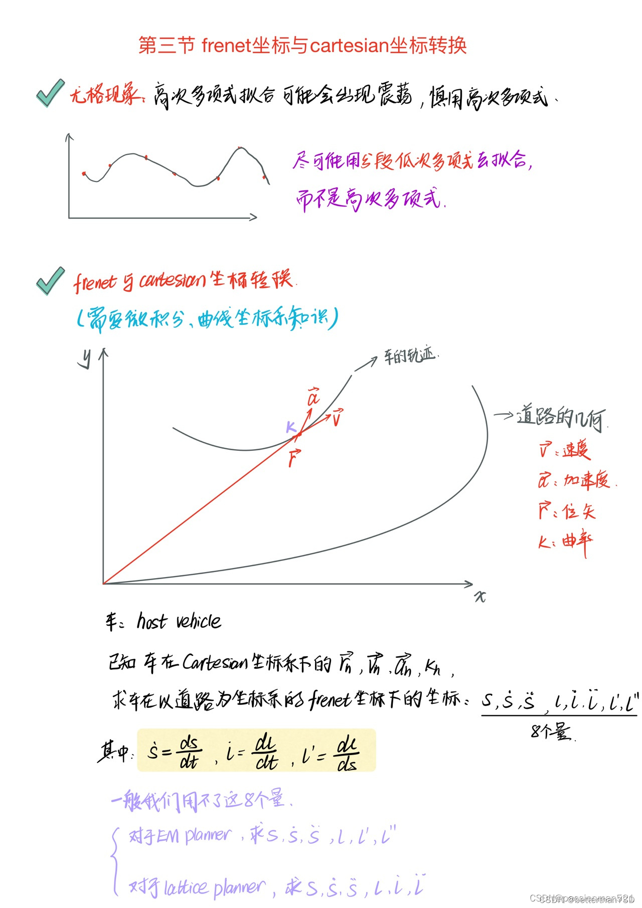 【转载】frenet与笛卡尔cartesian坐标系的转换_frenet转笛卡尔坐标存在误差么-CSDN博客