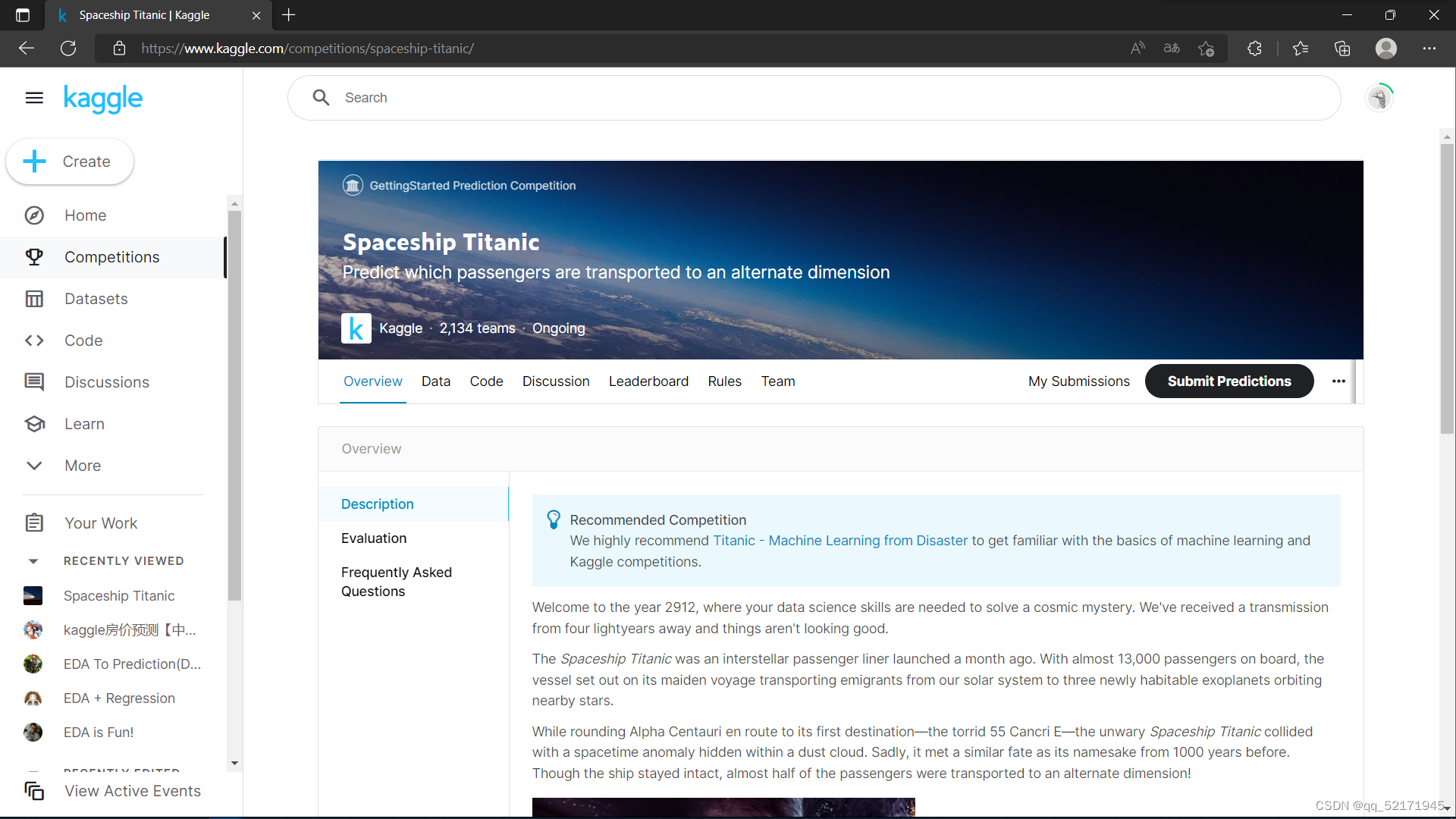 Kaggle Spaceship Titanic打卡活动Day1_欢迎来到2912年,在这里需要你的数据科学技能来解决一个宇宙之谜。我们收到了来自-CSDN博客