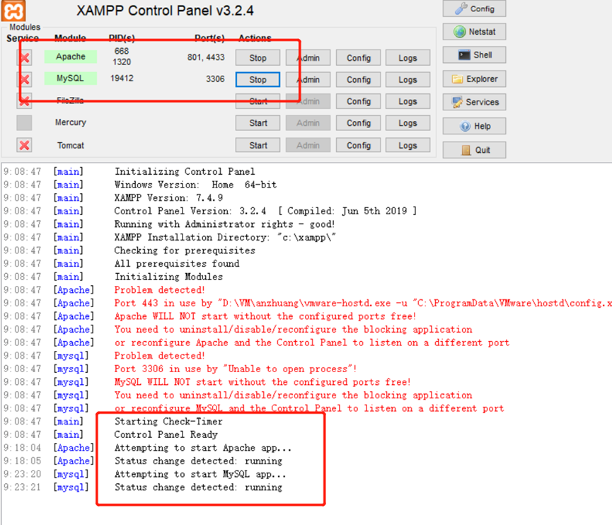 xampp出现Apache和MySQL连接不上的问题解决_xampp连接不到apache-CSDN博客
