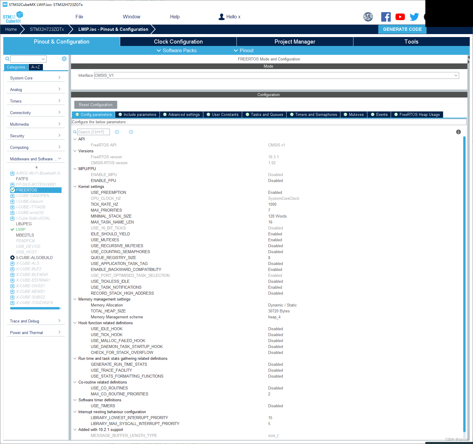 STM32H723ZGT6+LAN8720用CubeMX生成LWIP+FreeRTOS,只需要添加PHY复位代码即可ping通_stm32h7 lwip-CSDN博客