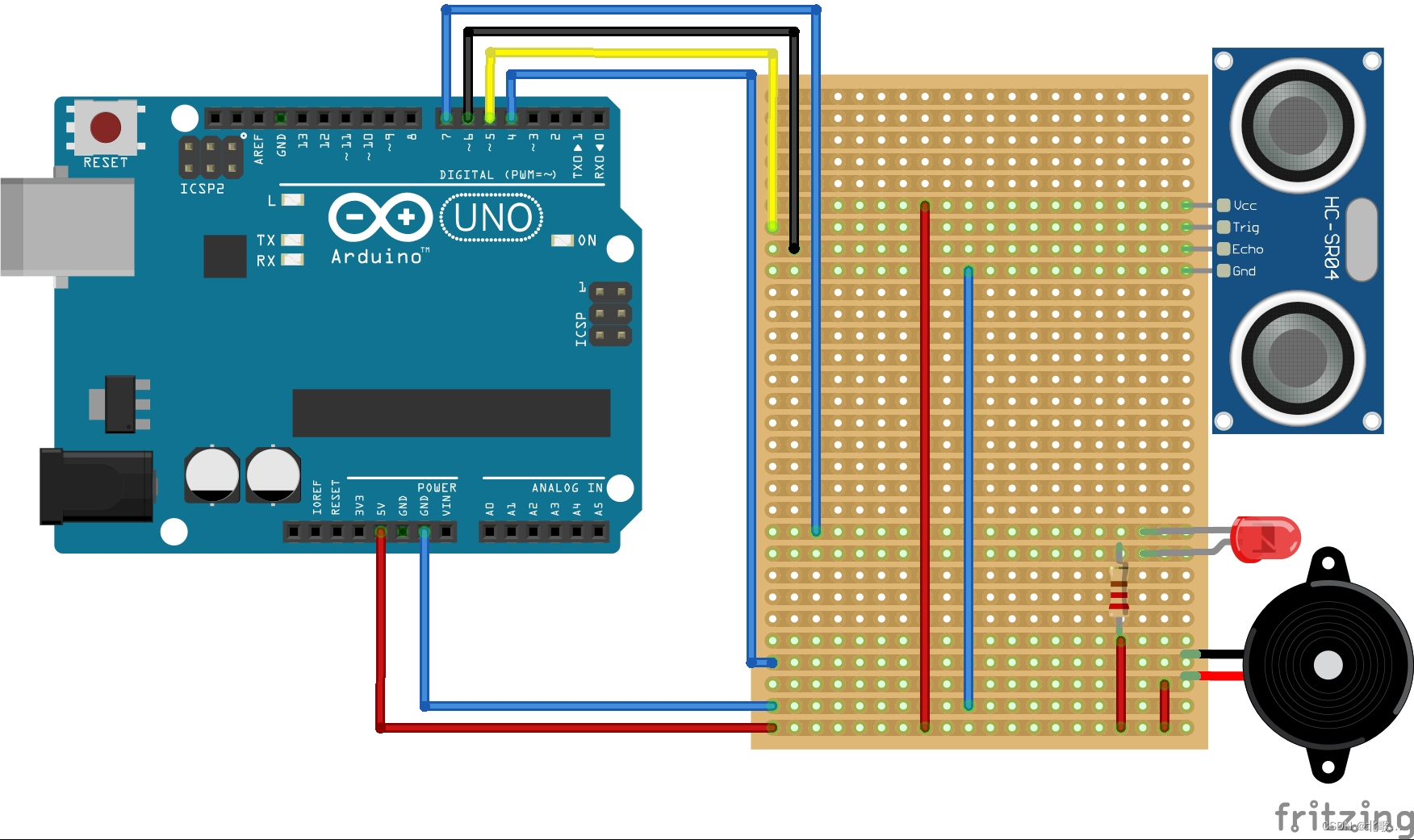 Arduino Uno 实现超声波测距报警 Arduino超声波测距并报警 Csdn博客