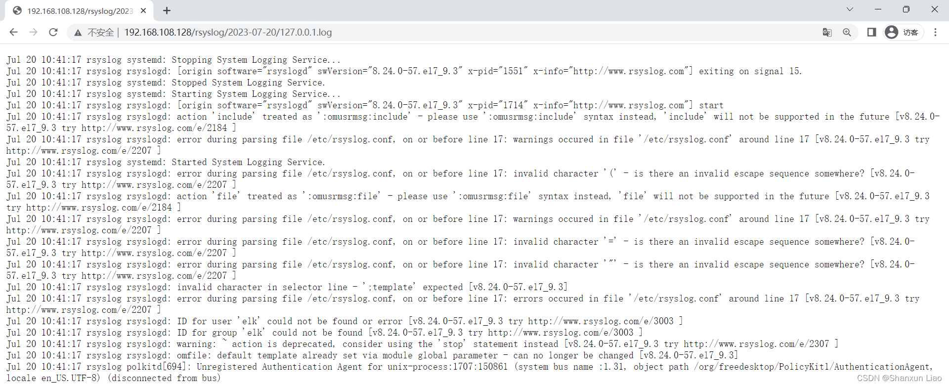 Linux Rsyslog 通过 Apache httpd 实现 HTML 网页访问 Log_使用root管理员登录系统,并进入config模式,这里以catalyst2900为例。-CSDN博客