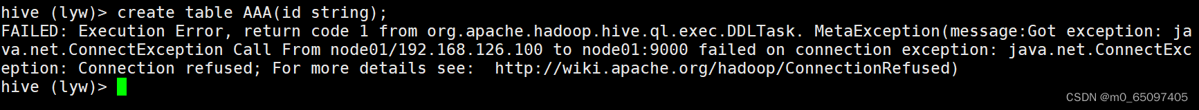 Hive报错:failed Execution Error Return Code 1 From Orgapachehadoophiveqlexecddltask Csdn博客