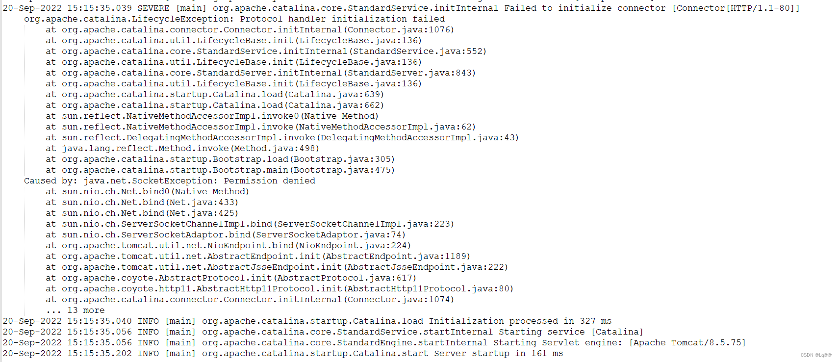 启动tomcat报：failed To Initialize Connector [connector[ 1 1 80] Csdn博客