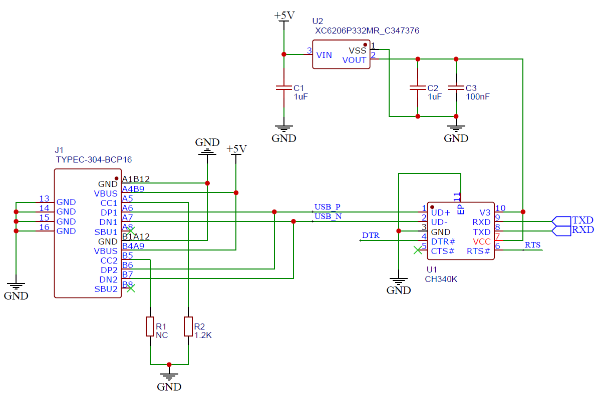 ch340电路 usb转串口电路 usb转ttl usb连接单片机串口 ch340全自动下载电路_umh3n下载电路-CSDN博客